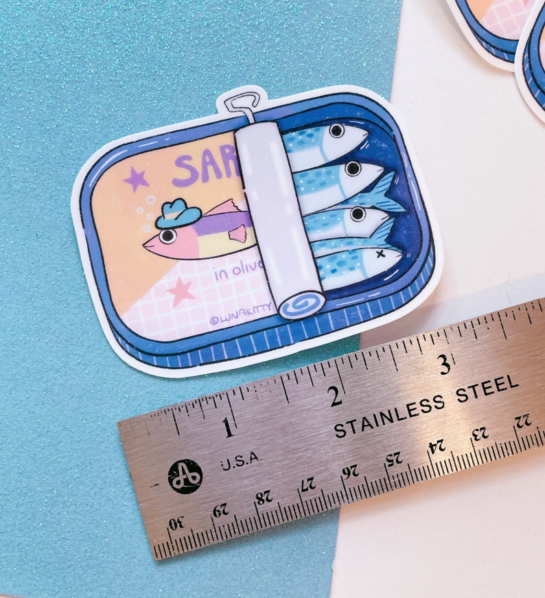 Cute Sardine Tin Vinyl Sticker, Original Design - Etsy