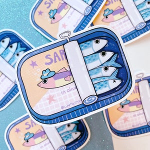 Cute Sardine Tin Vinyl Sticker, Original Design - Etsy