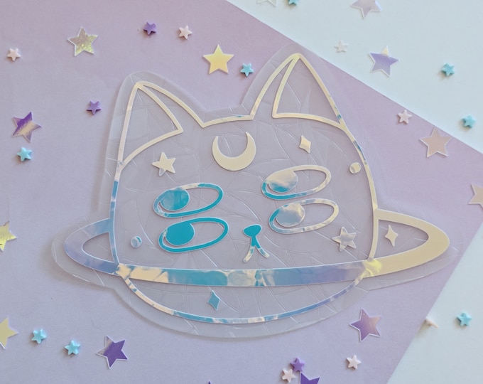 Planet Kitty Window Cling, Kawaii Cat Window Cling, Four Eyed Cat - Etsy