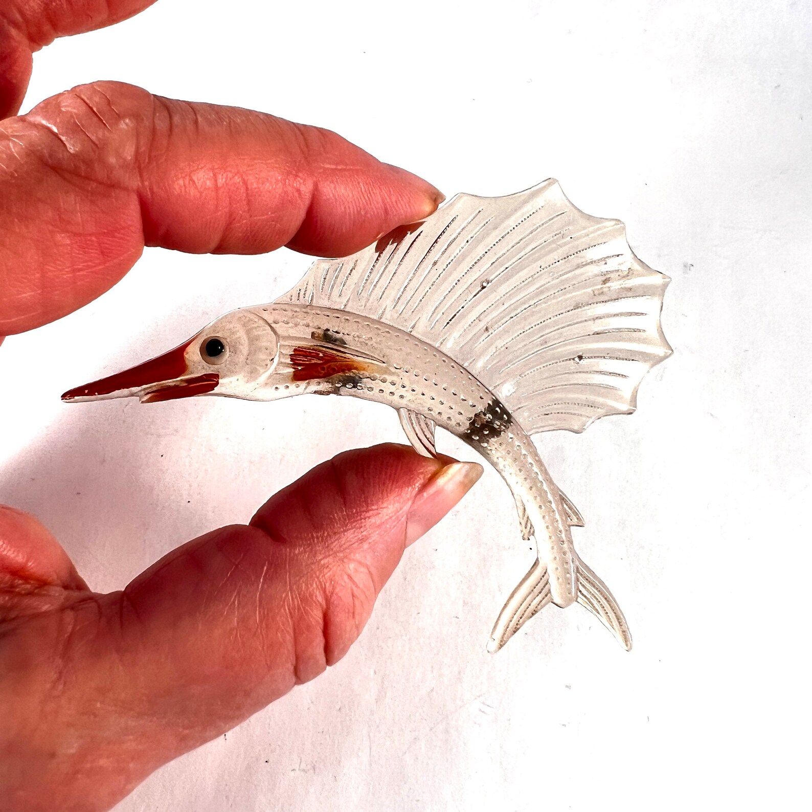 Vintage Lucite Fish Brooch, 1940s Molded Marlin Sailfish Novelty Pin ...