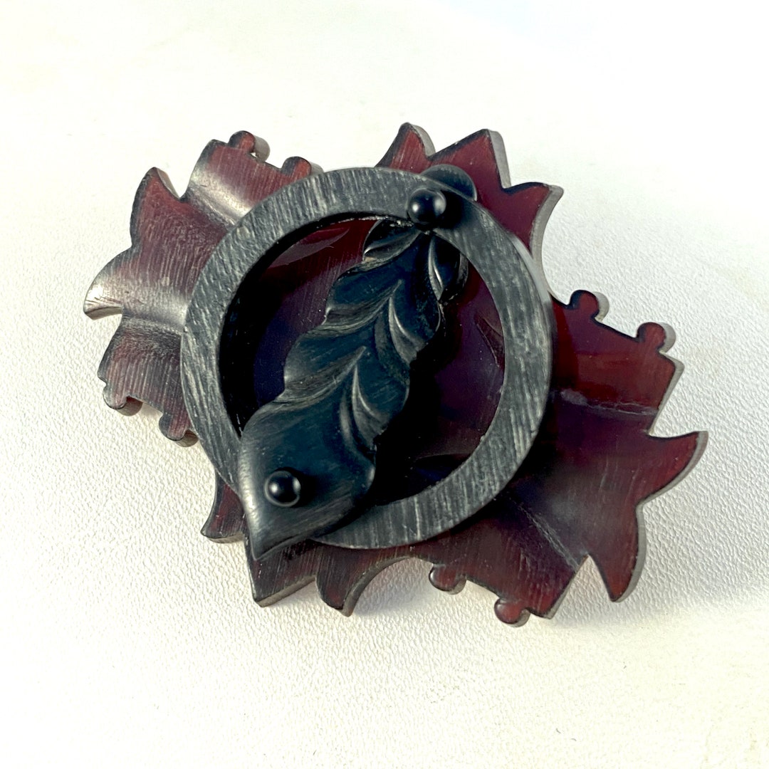 Antique Victorian Mourning Brooch, Dark Brown Black Victorian 1800s ...