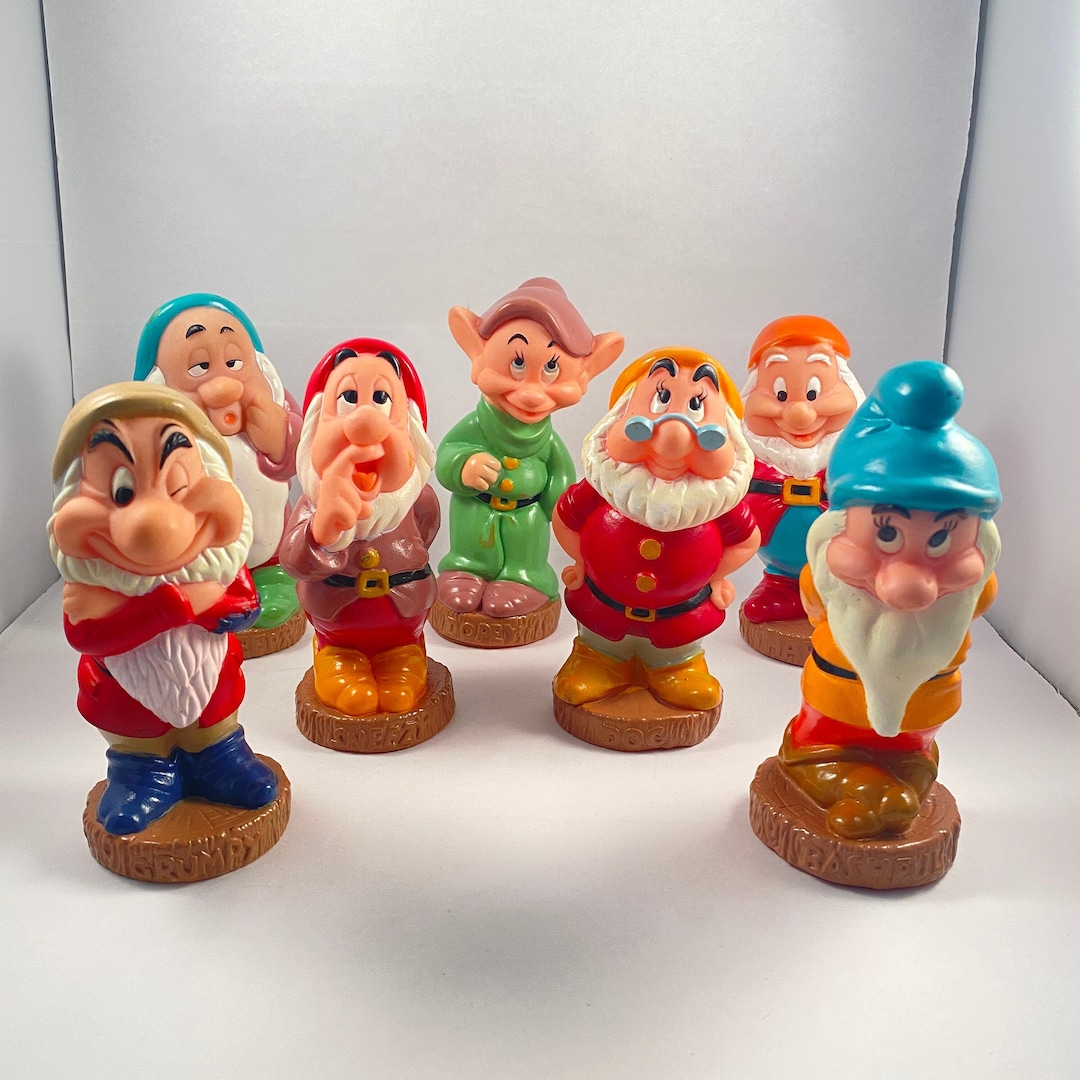 1970s Collectible Seven Dwarfs Rubber Toys, Authentic Vintage Colorful ...