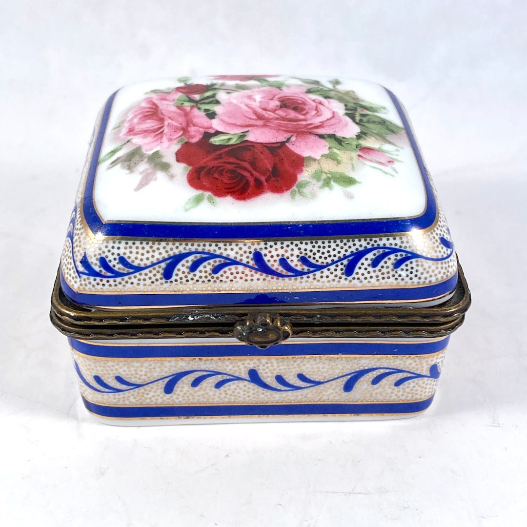 Vintage Hand Painted Porcelain Floral Box White Limoges - Etsy