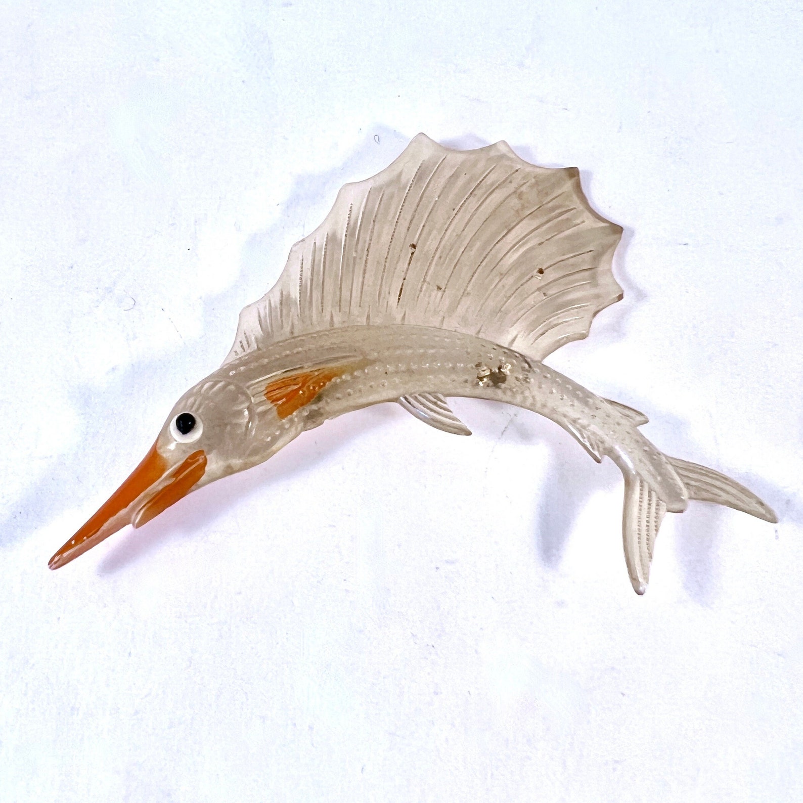 Vintage Lucite Fish Brooch, 1940s Molded Marlin Sailfish Novelty Pin ...