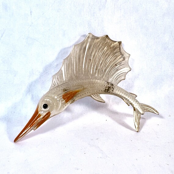 1940s Lucite Marlin Fish Brooch, Vintage Molded Sailf… - Gem