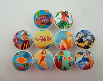 Set of 10 Tropical Beach Cabinet Knobs | Etsy