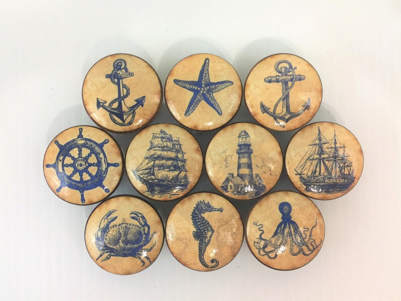 Set of 10 Navy Vintage Nautical Cabinet Knobs - Etsy