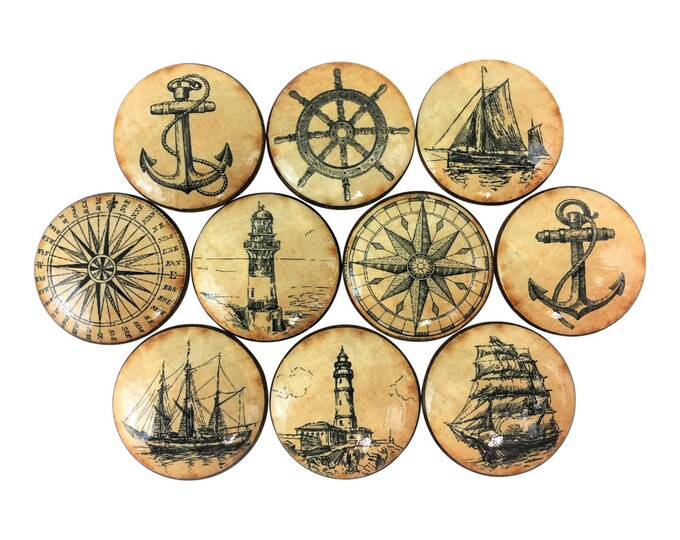 Set of 10 Vintage Nautical Cabinet Knobs - Etsy