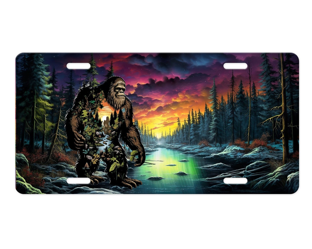 Bigfoot Northern Lights Aluminum License Plate, Custom Car Tag - Etsy