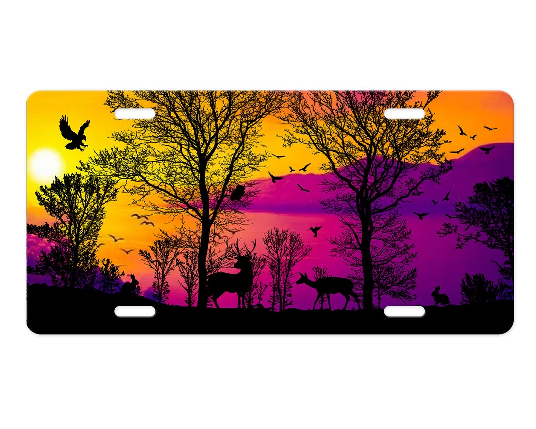 Wildlife Silhouette Vanity Decorative Front License Plate Cute Car ...