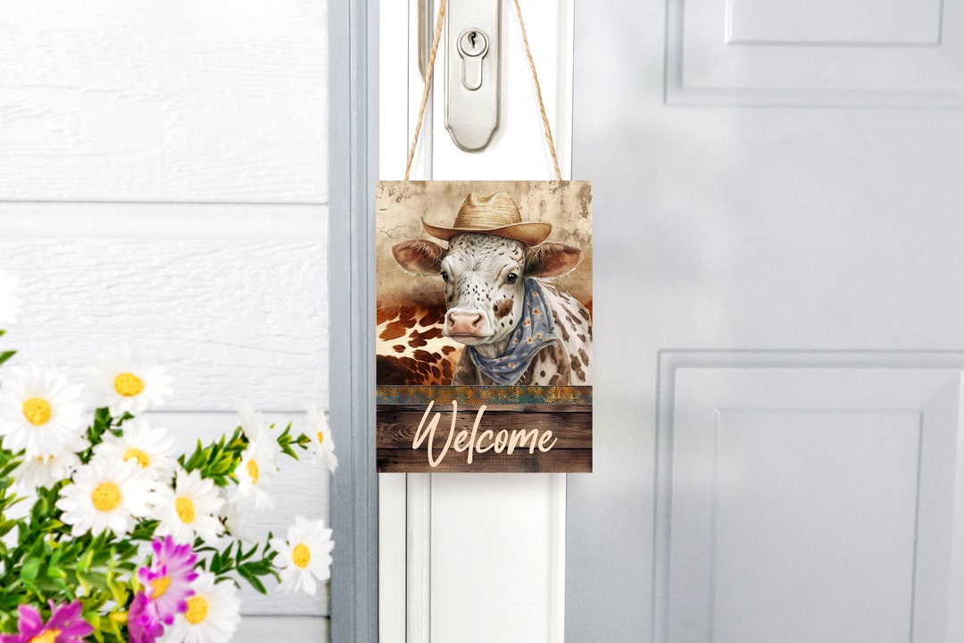 Western Wall Decor, Welcome Sign, Cowboy Cow Welcome Farmhouse Decor ...
