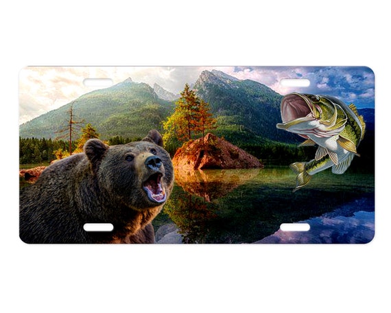 Bear and Bass Aluminum Front License Plate - Etsy