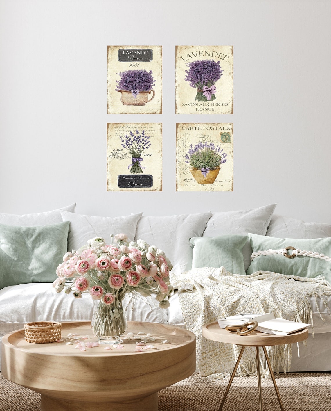 Set of 4 8x10 Vintage French Lavender Canvas Prints - Etsy