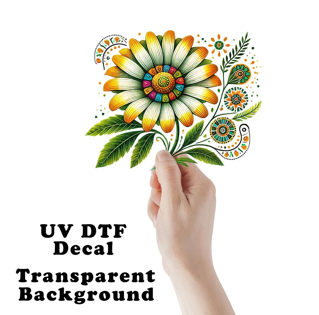 Yellow and White Mexican Daisy UV DTF Transparent Decal / Sticker You Choose Size - Etsy