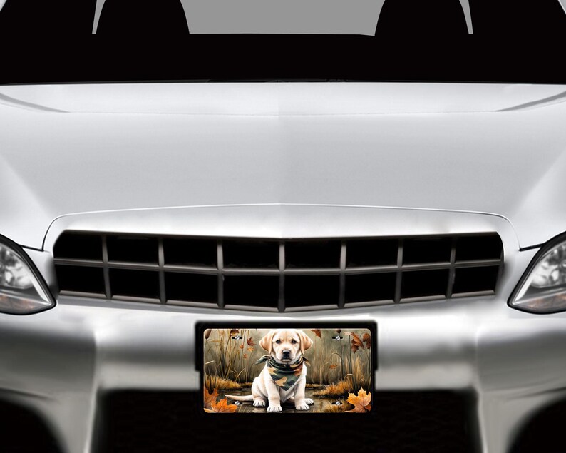 Camo Golden Retriever Vanity Decorative Front License Plate Cute Car ...