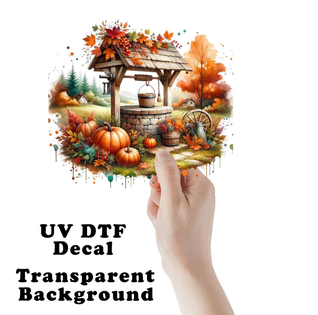 Fall Wishing Well Transparent Decal / Sticker You Choose Size - Etsy