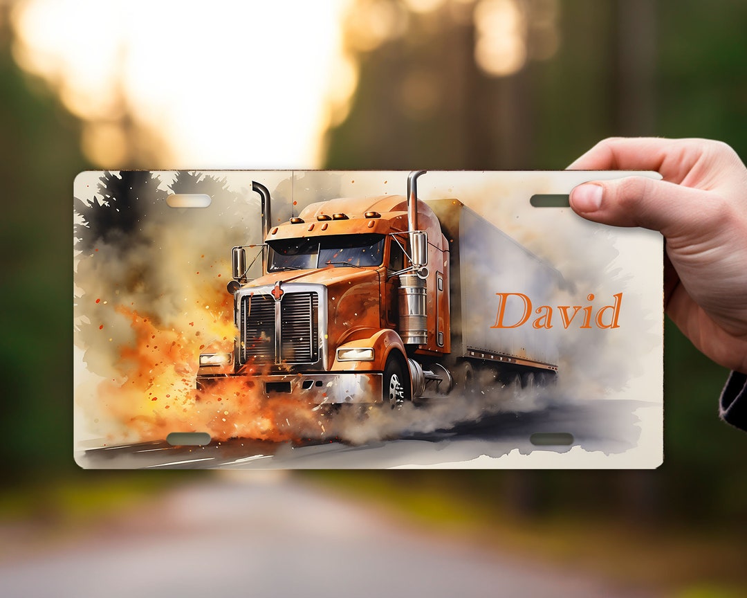 Personalized Flaming Truck Vanity Decorative Front License Plate Cute ...