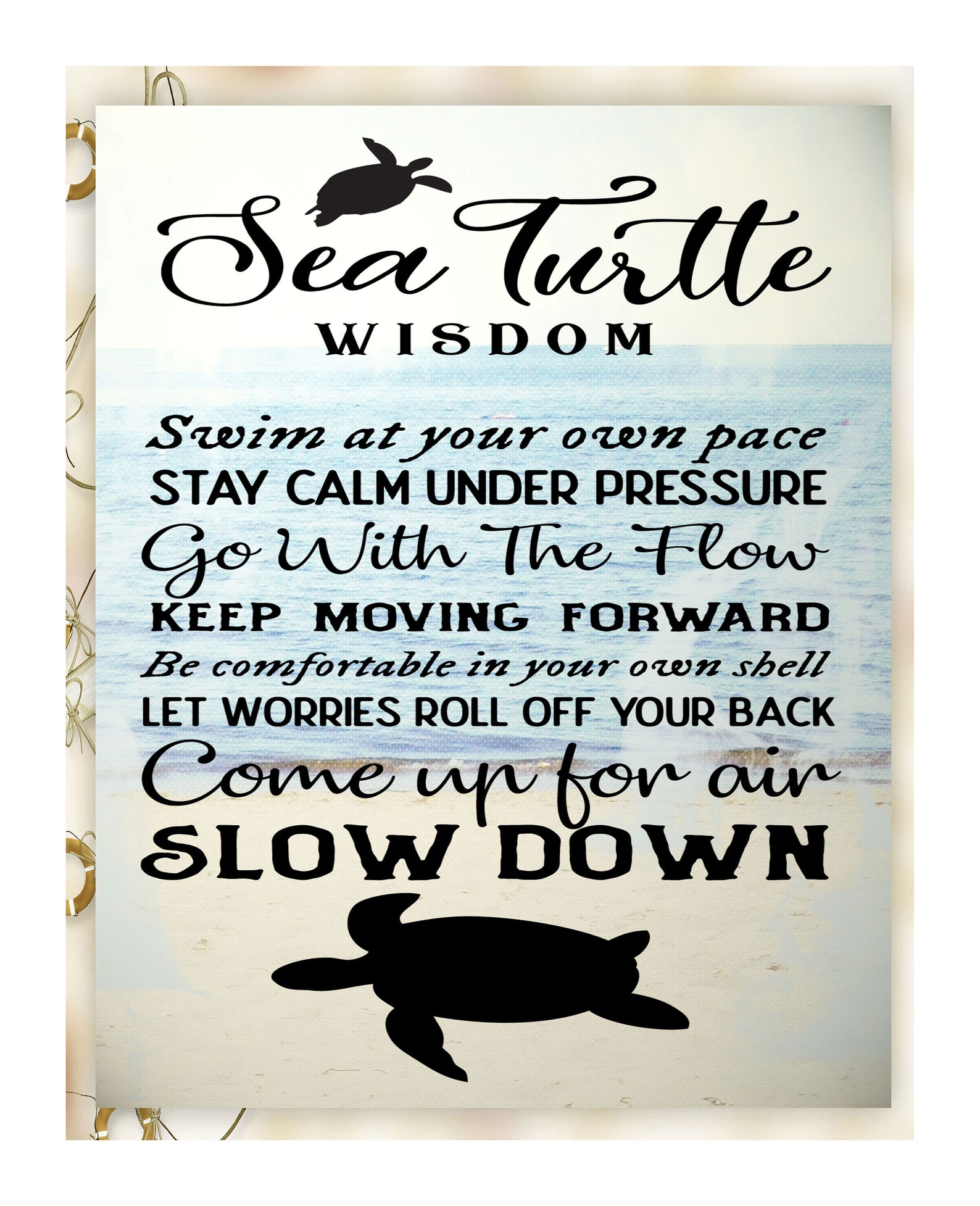 11x14 Sea Turtle Wisdom Canvas Print | Etsy