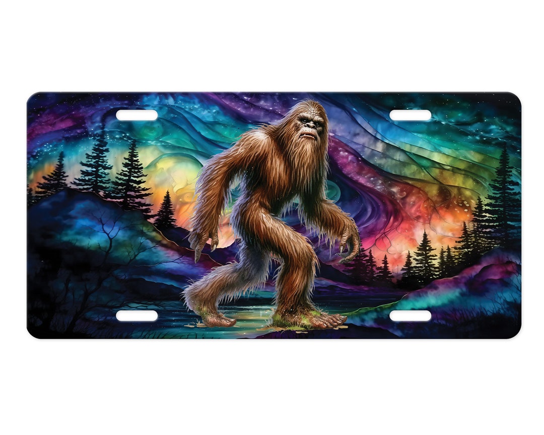 Bigfoot Alcohol Ink Northern Lights Vanity Decorative Front License ...