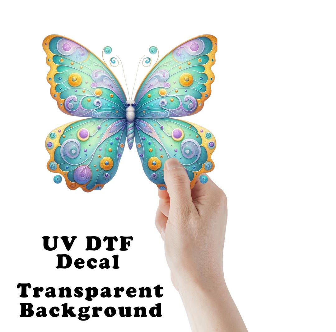 Spring Butterfly UV DTF Transparent Decal / Sticker - Etsy