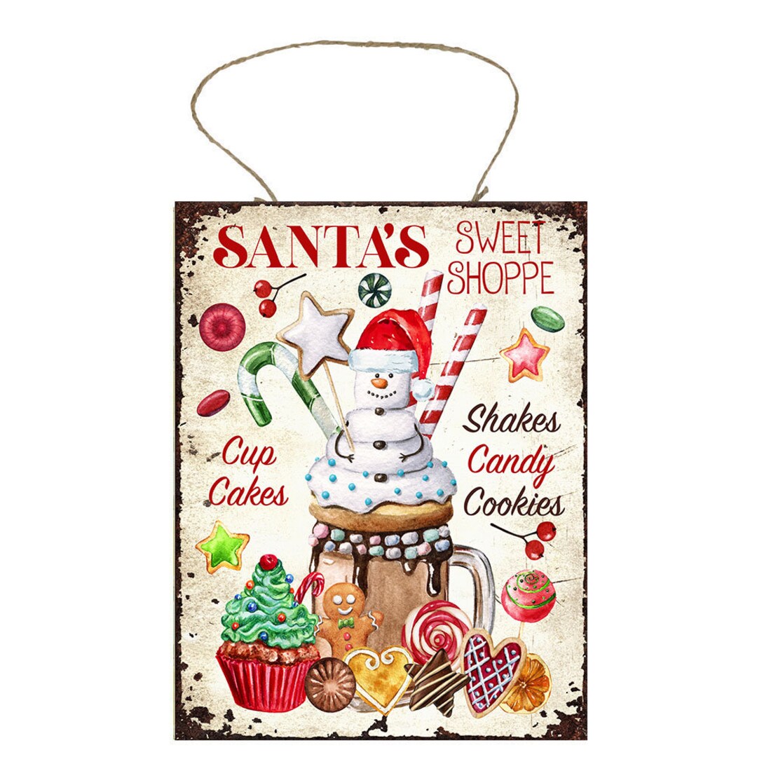 Santa's Sweet Shop Christmas Printed Handmade Wood Sign - Etsy