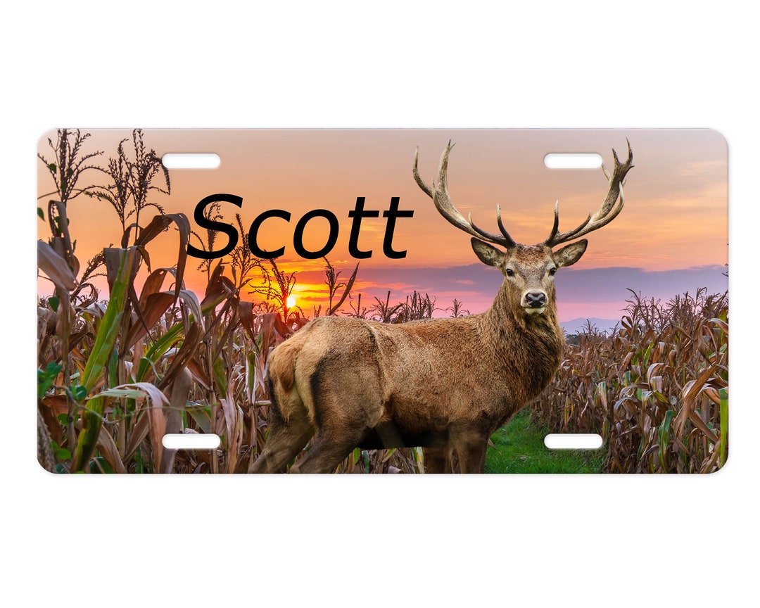 Personalized Dear in Corn Field Vanity Decorative Front License Plate ...