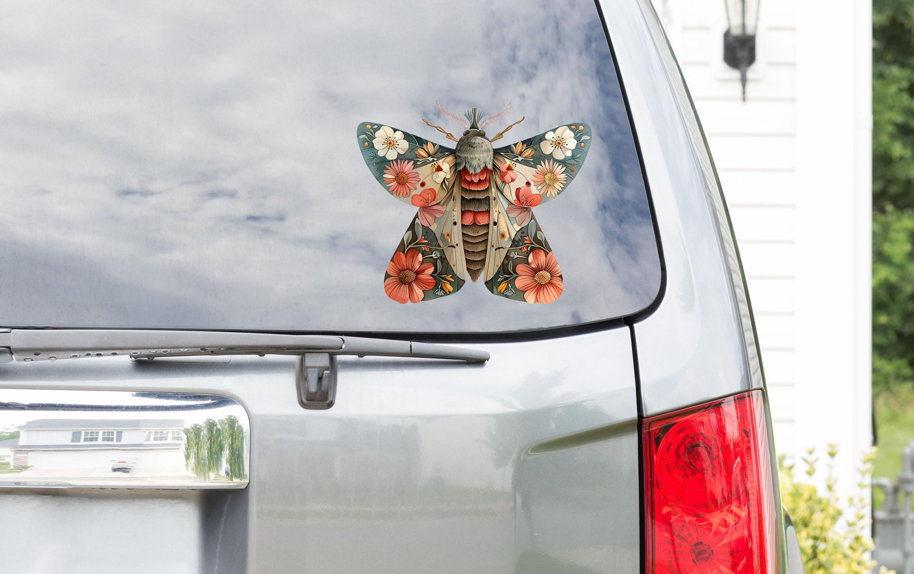 Flower Folk Art Moth UV DTF Transparent Decal / Sticker You Choose Size ...