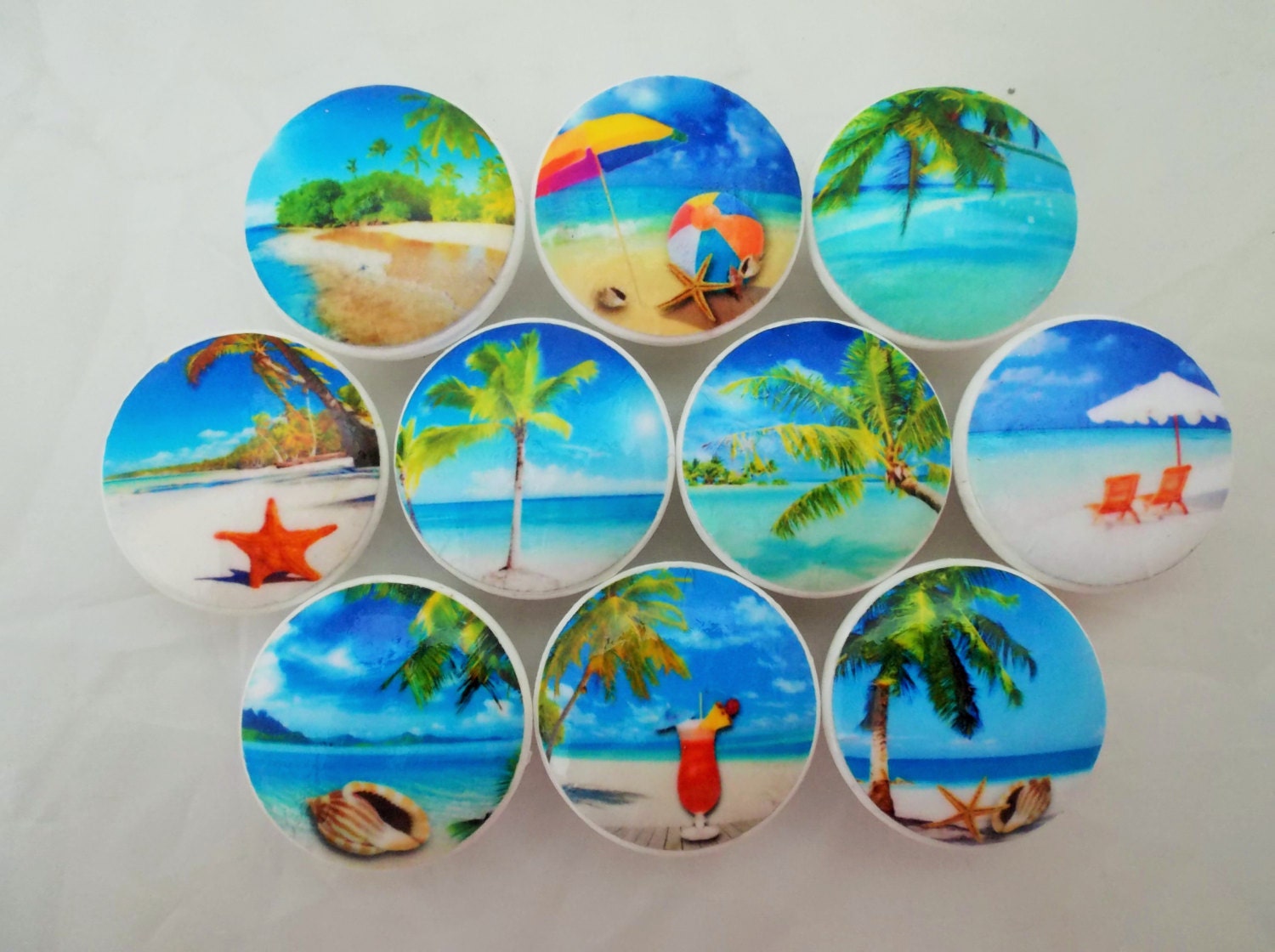Set of 10 Tropical Beach Cabinet Knobs