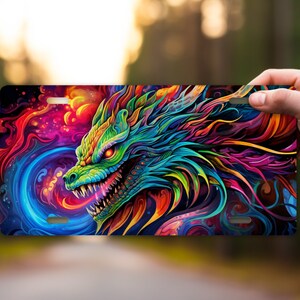 Neon Dragon Vanity Decorative Front License Plate Cute Car License ...