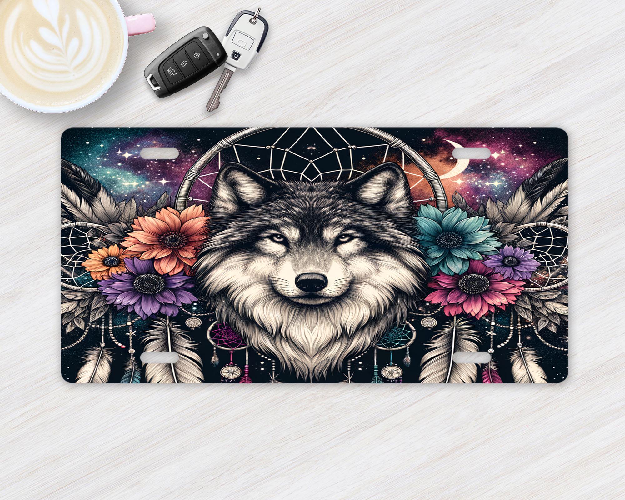Dreamcatcher Wolf Vanity Decorative Front License Plate Cute Car ...