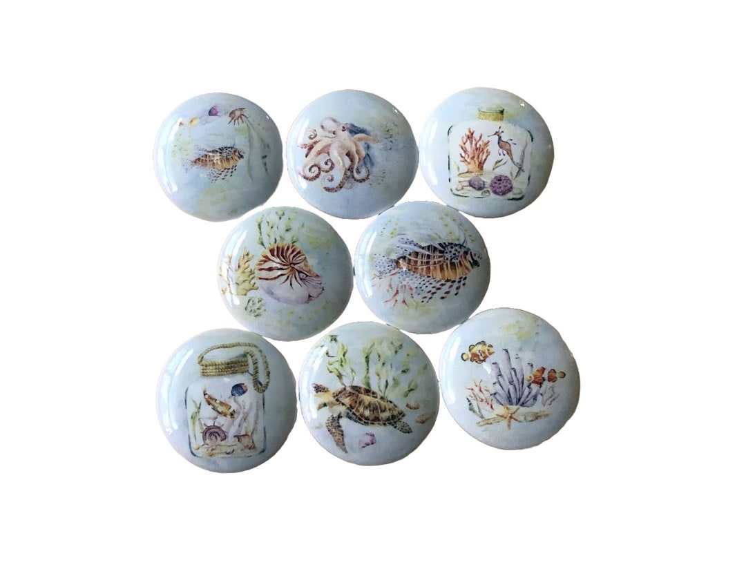 Cabinet and Drawer Knobs, Set of 8 Sea Life Magic Coastal, Cabinet Knobs Drawer Knobs and Pulls ...