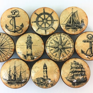 Set of 10 Vintage Nautical Cabinet Knobs - Etsy
