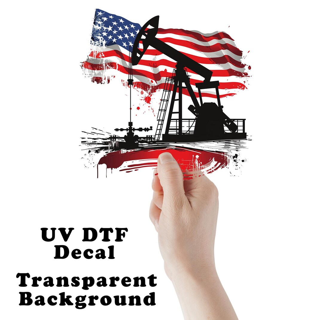 American Flag Oil Rig UV DTF Transparent Decal / Sticker You Choose ...