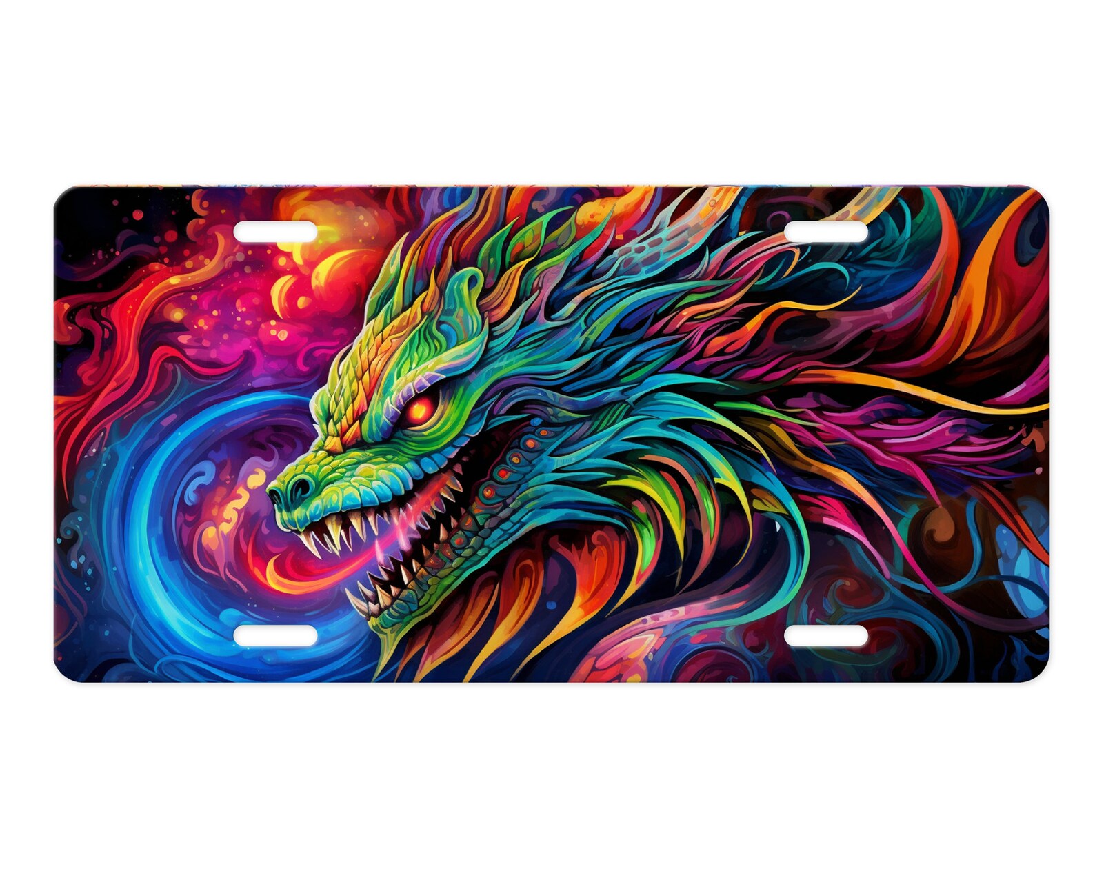 Neon Dragon Vanity Decorative Front License Plate Cute Car License ...
