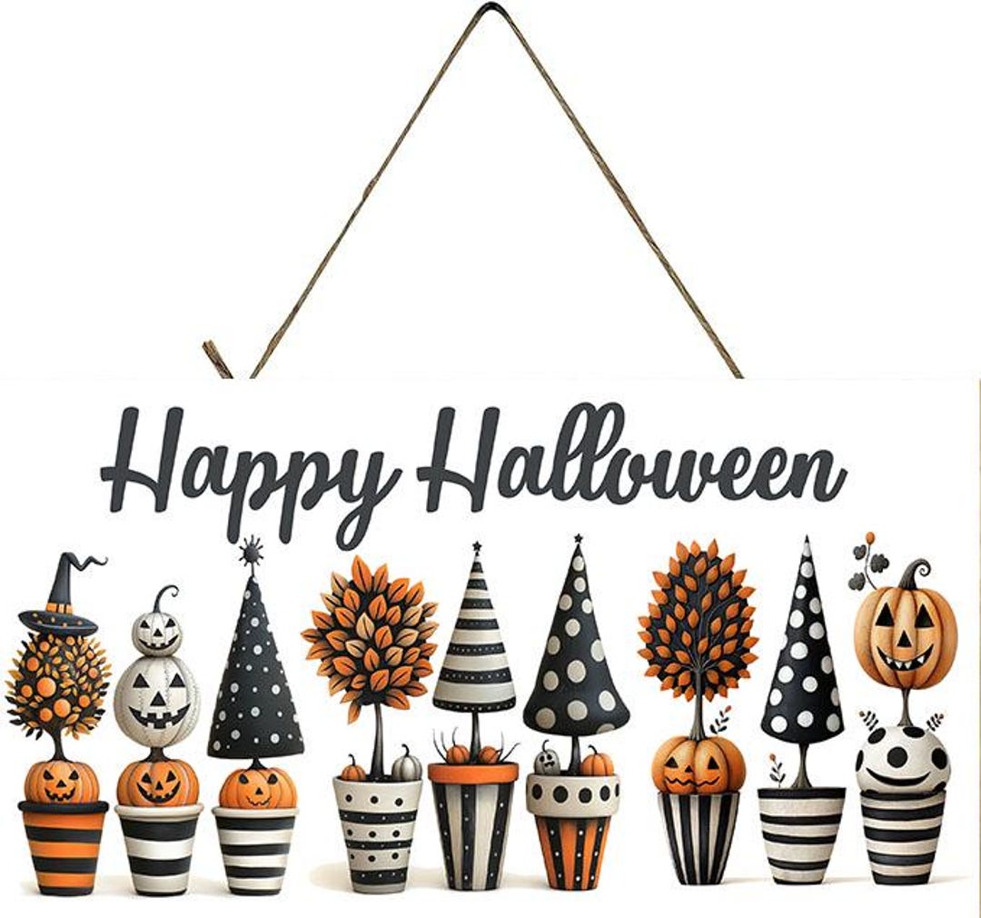 Halloween Topiary Wood Sign, Wood Decorative Wall Signs, 5" X 10" Wood ...