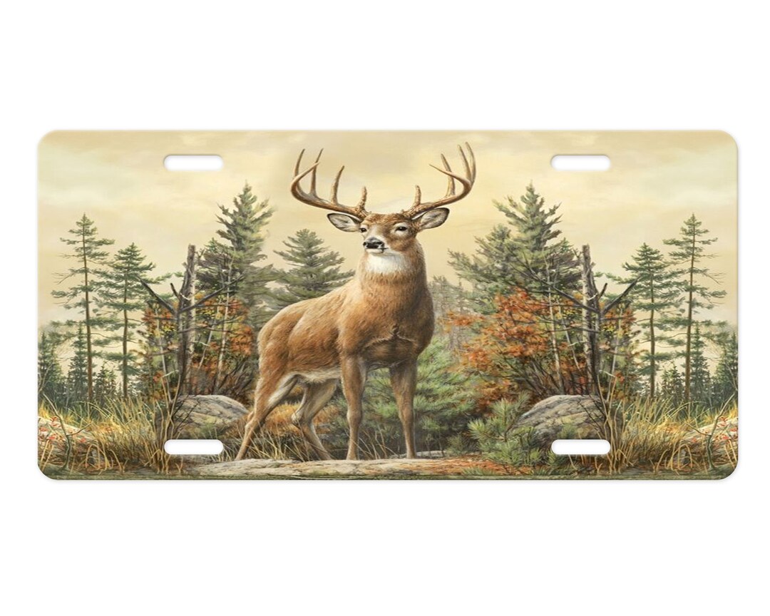 Stag Deer Print Aluminum Front License Plate - Etsy