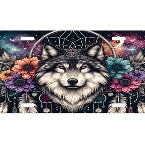 Dreamcatcher Wolf Vanity Decorative Front License Plate Cute Car ...