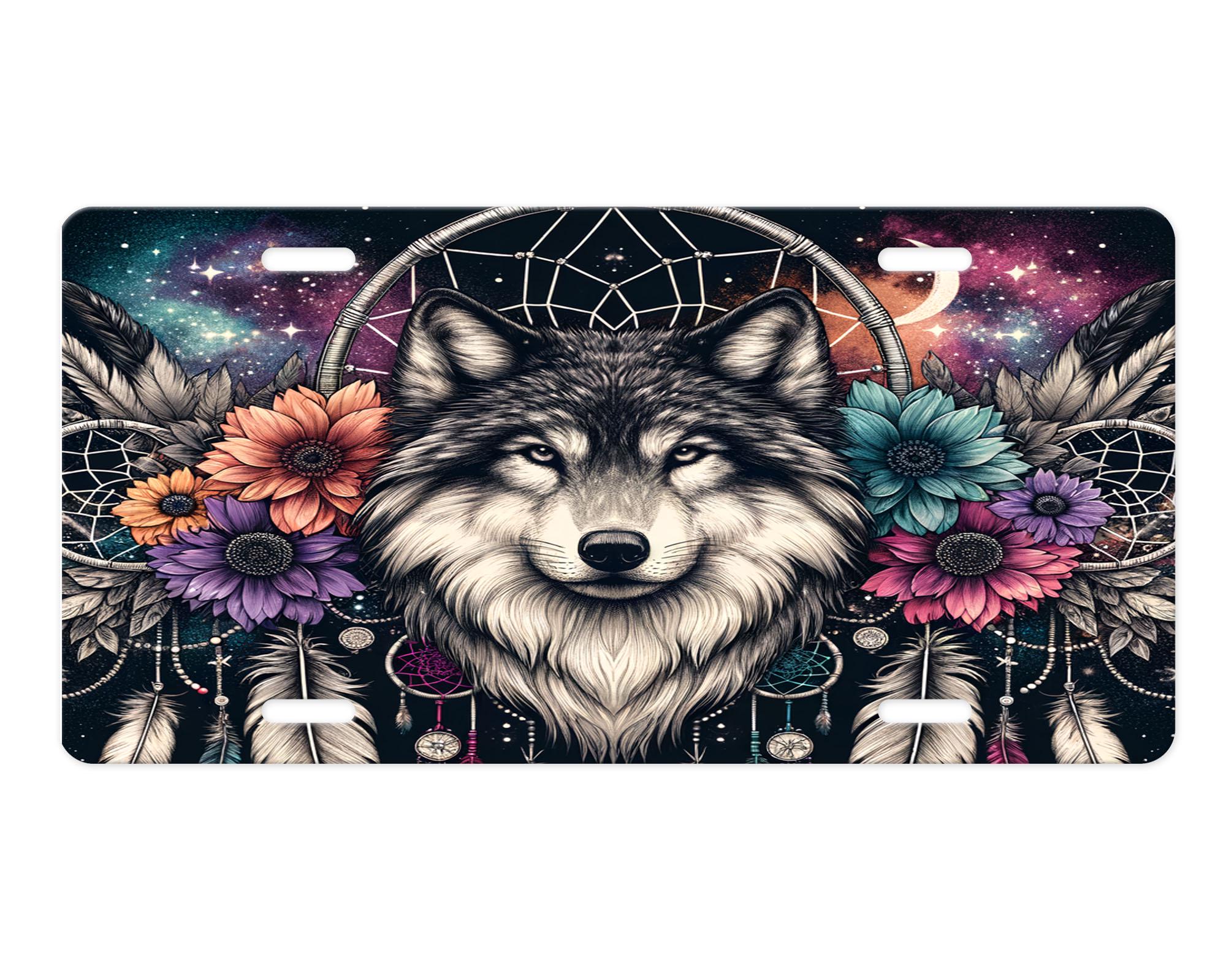 Dreamcatcher Wolf Vanity Decorative Front License Plate Cute Car ...