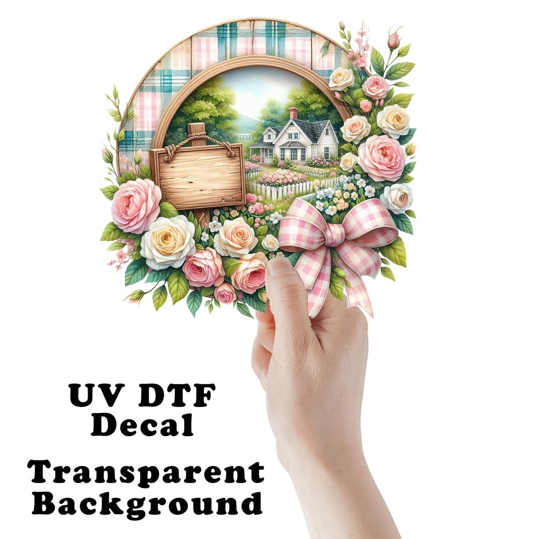 Pink Roses Home UV DTF Transparent Decal / Sticker You Choose Size - Etsy