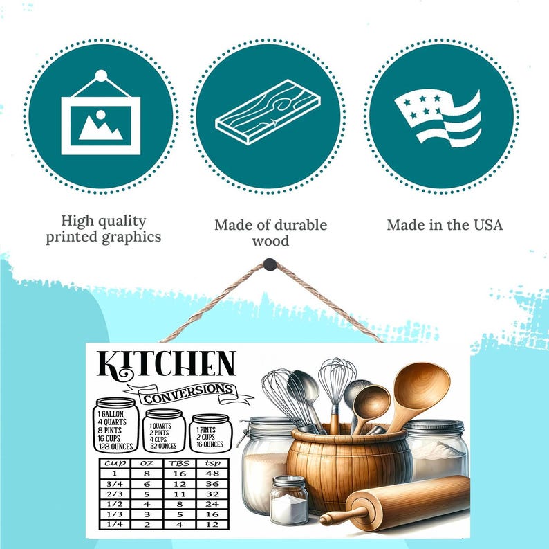 Kitchen Conversion Chart Wood Sign, Wood Decorative Wall Signs, 5" X 10 ...