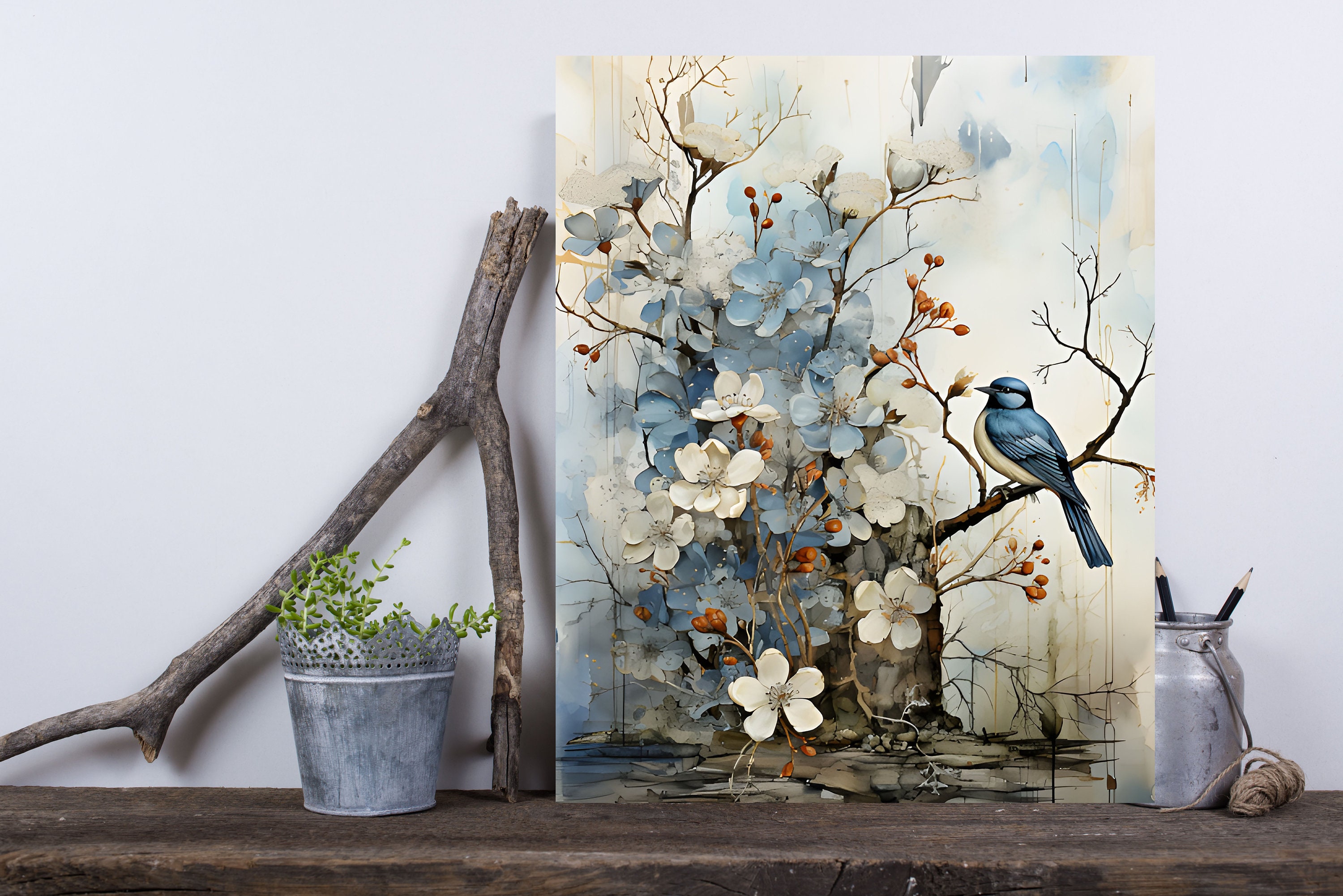 16x20 Blue Bird Wall Art Canvas Print - Etsy