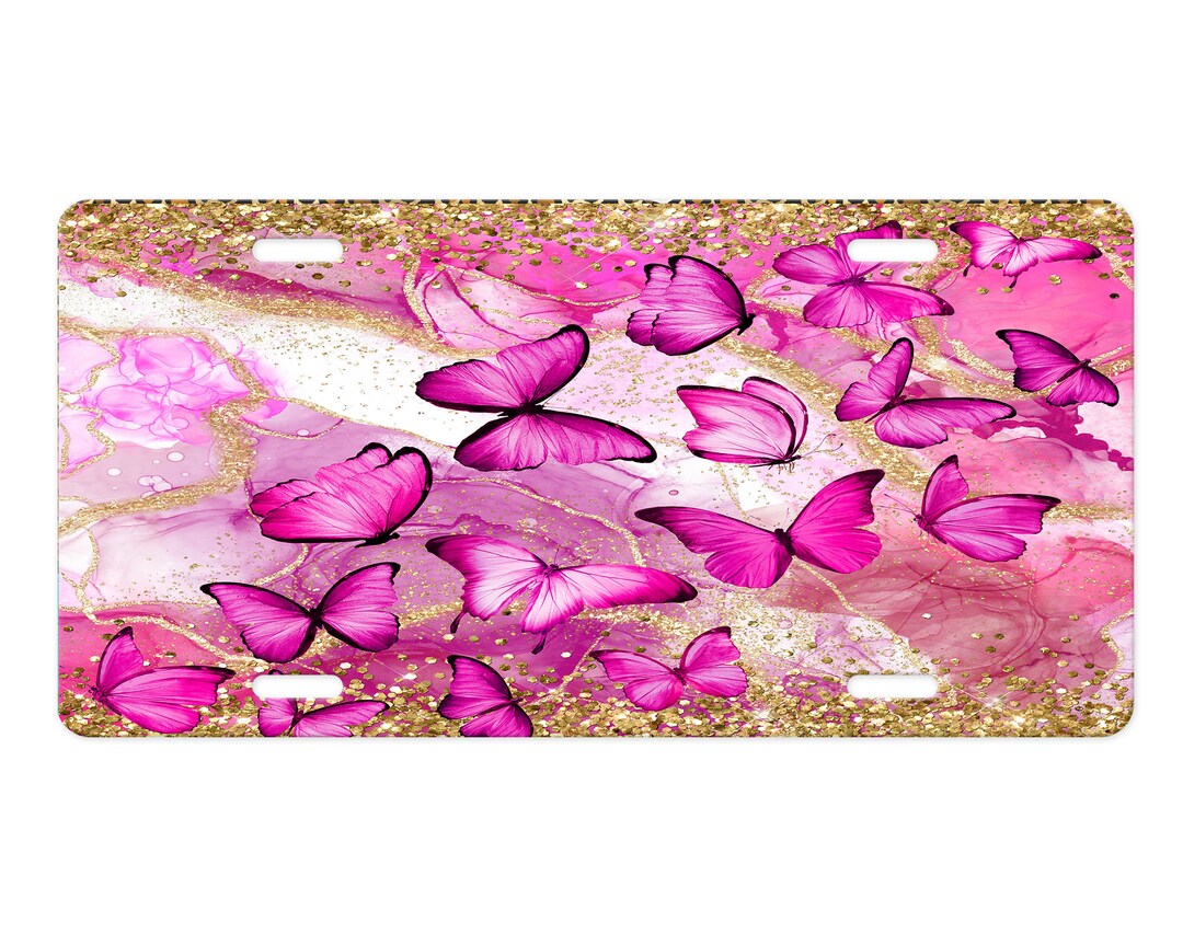 Pink Butterfly Aluminum Front License Plate - Etsy