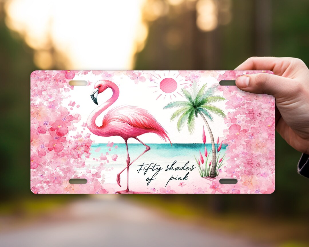 50 Shades of Pink Flamingo Vanity Decorative Front License Plate Cute ...