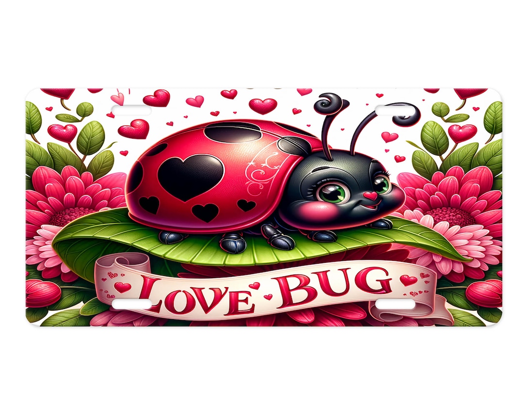 Love Bug Ladybug Aluminum License Plate - Personalized Vanity Plate - Etsy