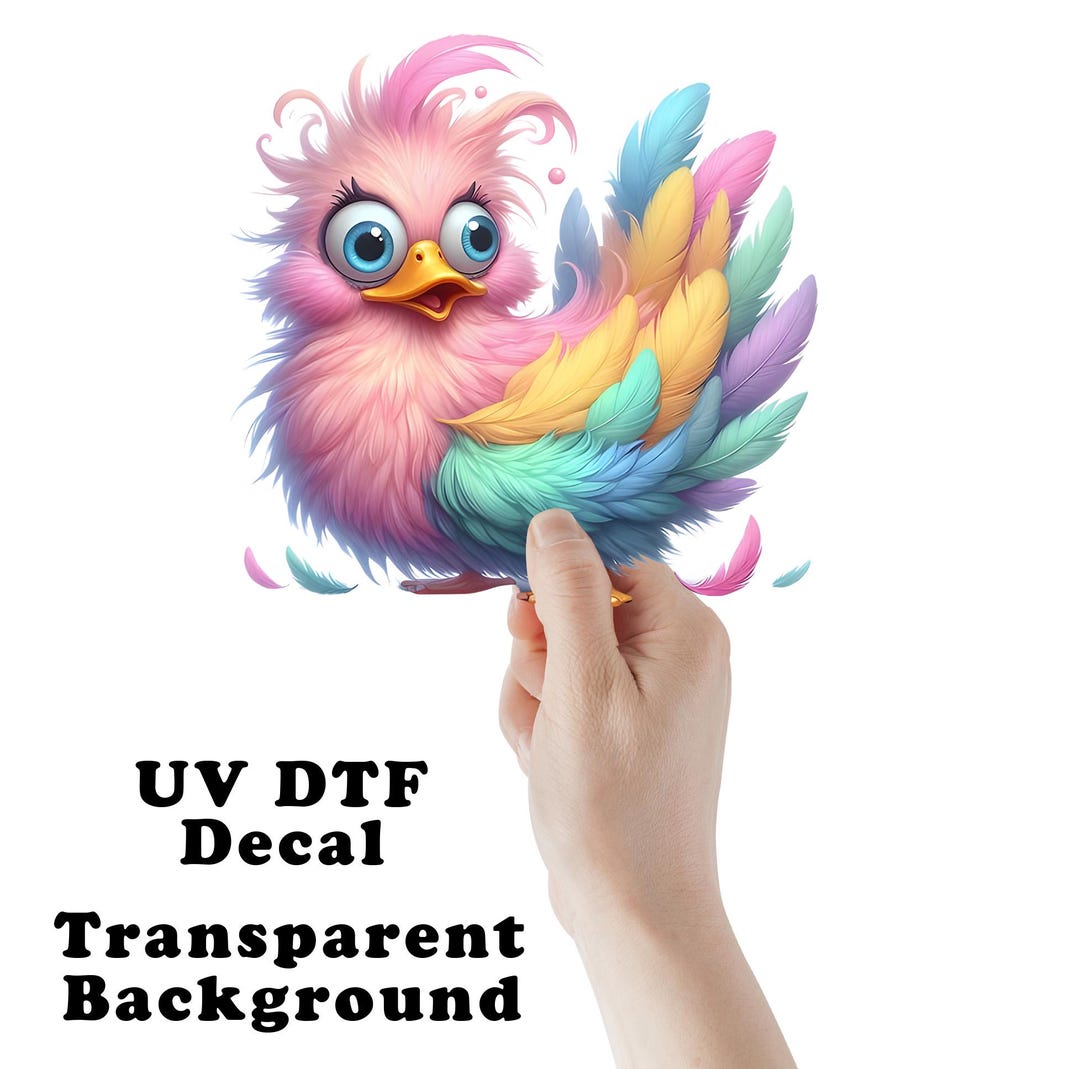 Pink Easter Duck UV DTF Transparent Decal / Sticker - Etsy