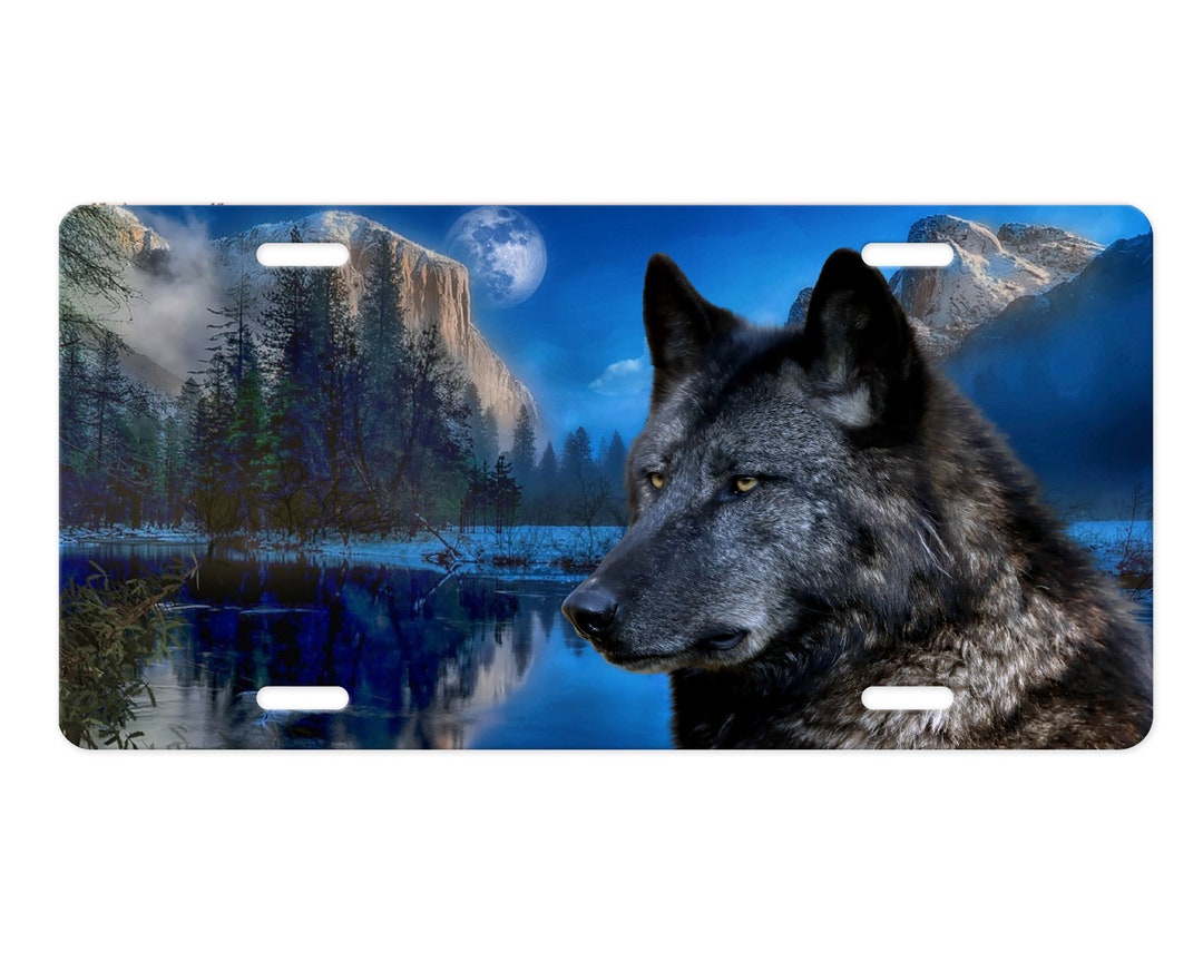 Wolf at Edge of World Vanity Decorative Front License Plate Cute Car ...