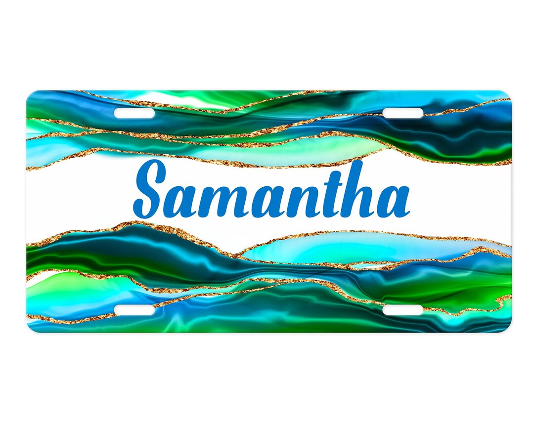 Personalized Teal Blue Waves Vanity Decorative Front License Plate Cute ...