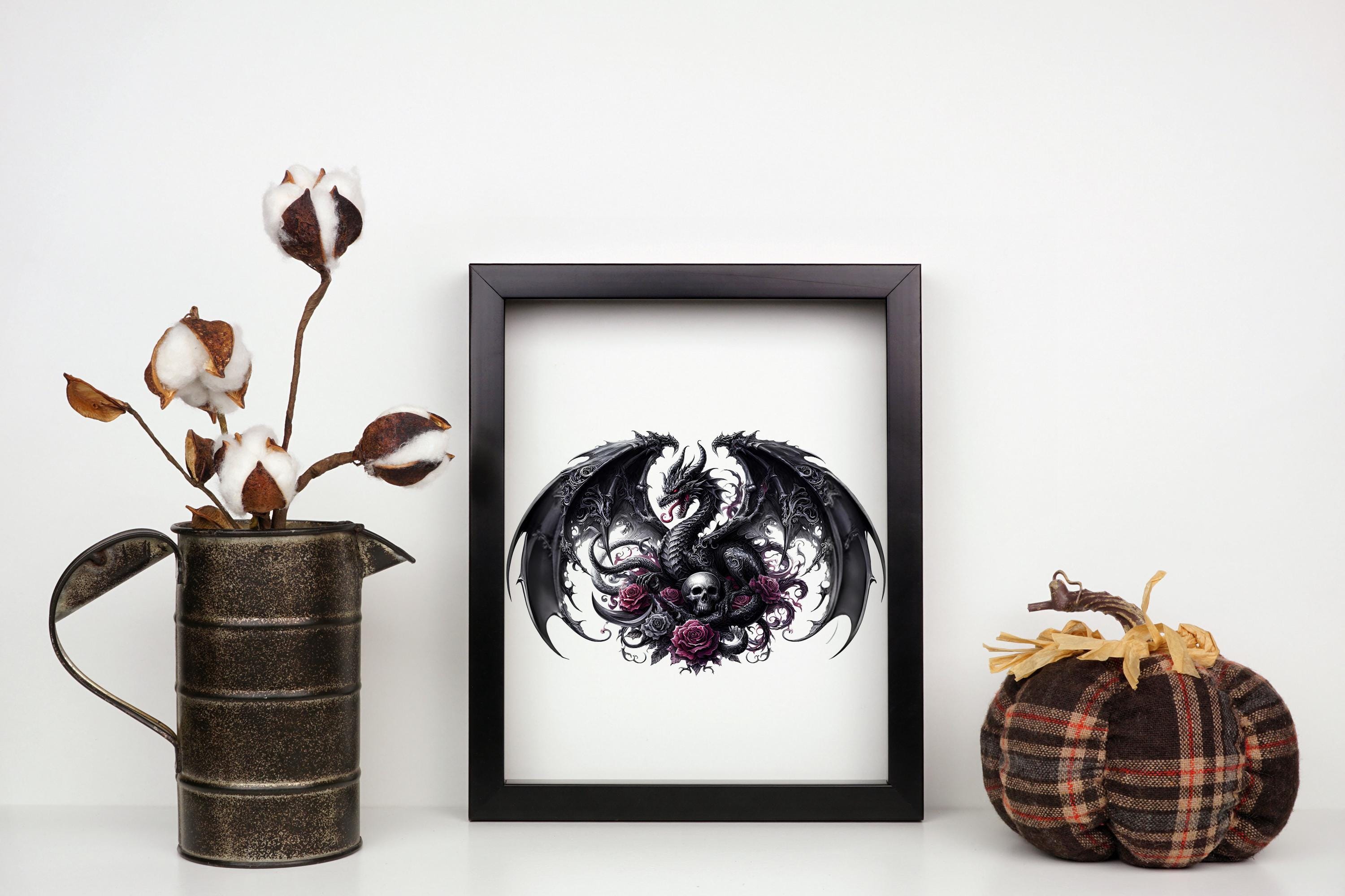 Gothic Black Dragon UV DTF Transparent Decal / Sticker You Choose Size ...