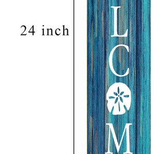 24 Inch (2 Ft Tall) Blue Coastal Welcome Vertical Wood Print Sign - Etsy