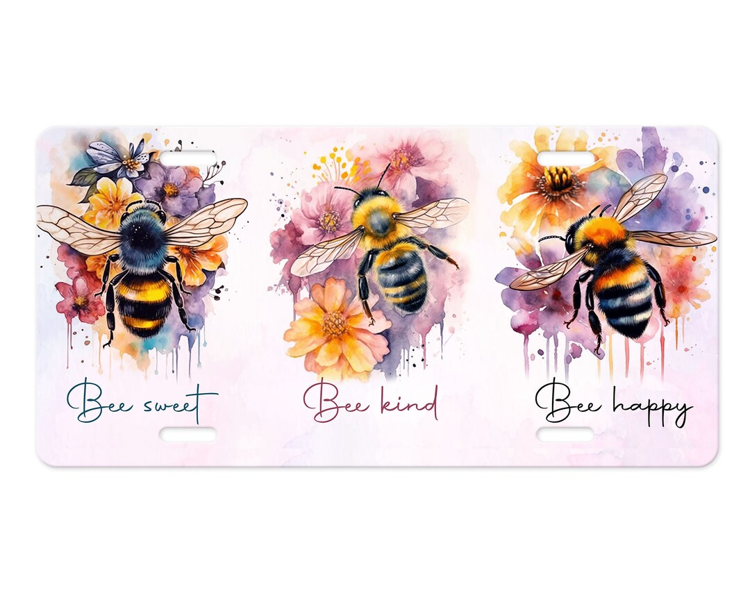 Bee Sweet, Bee Kind, Bee Happy, Honey Bee Floral Printed Aluminum Front ...